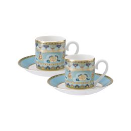 Villeroy & Boch VILLEROY & BOCH Tasse "Espressotassen mit Untertassen Samarkand Aquamarin 50 ml 2er Set blau", &Oslash; 12,6cm x 7,8cm, 50ml, 2, blau, Trinkgef&auml;&szlig;e,