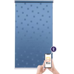 Elektrisches Rollo SUNLINES, B:140cm H:180cm, blau, Kunststoff, Metall, Polyester, Rollos, "Funky Square", appgesteuert via Bluetooth, mit Akku und