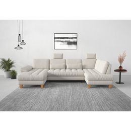 Sit & More Wohnlandschaft SIT & MORE, B:338cm H:88cm T:172cm, beige, 90% Polyester 10%Polyamid, Sofas, "Westham U-Form", wahlweise mit Schlaffunktion,