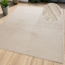 Teppich OTTO HOME, B:180cm H:9mm L:230cm, beige, Kunstfaser, Wohnzimmer, Teppiche, "Jola, In- und Outdoor geeignet, Hoch-Tief-Design, Scandi",