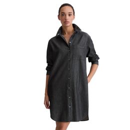 Marc O'Polo MARC O'POLO Damen Hemdblusenkleid "aus Baumwoll-Chambray", schwarz, Gr. 34, unifarben, Obermaterial: 100% Baumwolle, Kleider