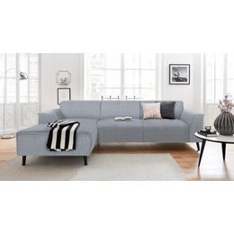 Ecksofa DOMO collection, B:268cm H:81cm T:159cm, silber, Struktur grob (100% Polyester);Luxus-Microfaser (100% Polyester);Struktur (100% Polyester),