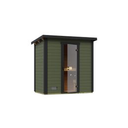 Weka Saunahaus "Kaapi 1", Kompakt-Ofen, integrierte Steuerung, 9 kW, gr&uuml;n, Garten, Saunen, Blockbohlen aus Fichtenholz