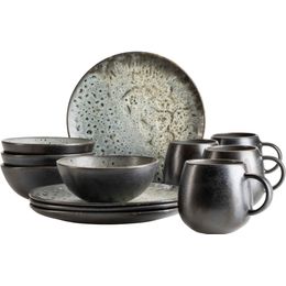 M&auml;ser M&Auml;SER Fr&uuml;hst&uuml;cks-Geschirrset "CARELLIA, aus Steinzeug", 12 Stk., grau, Geschirr-Sets, Geschirr-Set, Service