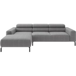 Ecksofa Home Affaire, B:258cm H:71cm T:183cm, grau, 100% Polyester, Wohnzimmer, Sofas, "Ecksofa, L-Form, incl. Kopfteilverstellung, Breite 258 cm",