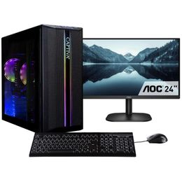 Captiva Business-PC-Komplettsystem "Power Starter R80-013 TFT Bundle", Microsoft Windows 11 Home (64 Bit), 16 GB RAM 500 GB SSD, schwarz,