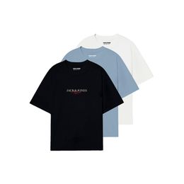 Jack & Jones T-Shirt 'JORBillyburg' Herren Gr&ouml;&szlig;e M hellblau / karminrot / schwarz / naturwei&szlig;