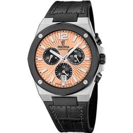 Festina Herren Chronograph "Vallee"schwarz, hellbraun, schwarz, Armbanduhren, Quarzuhr, Armbanduhr, Herrenuhr, Swiss Made, Lederarmband, analog, Tag