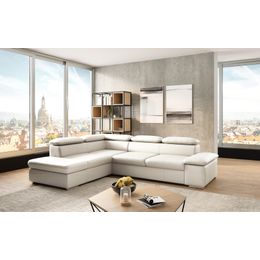 Sit & More Ecksofa SIT & MORE, B:272cm H:73cm T:226cm, wei&szlig;, NaturLEDER;Spannstoff, Wohnzimmer, Sofas, "Valantine L-Form, B: 272 cm", mit Arm- &