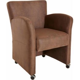 Sessel, B:66cm H:85cm, braun, exxpo - SOFA FASHION, Wohnzimmer, Sessel, "Cortado, Loungesessel auf Rollen, schmale Armlehnen, bequem", hohe
