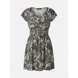 Koroshi Kleid Damen Gr&ouml;&szlig;e 42 hellblau / oliv / dunkelgr&uuml;n / wei&szlig; Sommerkleid