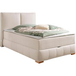 Boxbett OTTO HOME, B:150cm L:213cm, beige, Komplettbetten, "Wehma mit Kopfteil inkl. Bettkasten", in H2, H3 & H4 w&auml;hlbar, inklusive Topper