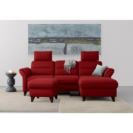 Sit & More Ecksofa SIT & MORE, B:250cm H:87cm T:163cm, rot, 100% Polyester, Wohnzimmer, Sofas, "Mellum L-Form", Federkern, optional Schlaffunktion, Bettkasten &