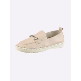 Heine Damen Slipper, Gr. 35, beige, Leder, Schuhe