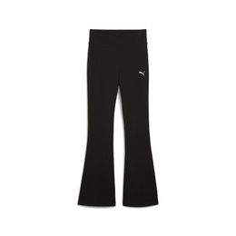 Puma Damen Leggings "ESS HIGH-WAIST FLARED LEGGINGS", schwarz, Gr. XS, unifarben, Jersey, Obermaterial: 95% Baumwolle, 5% Elasthan, Hosen,