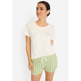 LSCN BY LASCANA Damen Shorty, Gr. 40, wei&szlig;, Single Jersey, Obermaterial: 100% Baumwolle. Obermaterial wei&szlig;: 100% Baumwolle, bedruckt, gestreift,