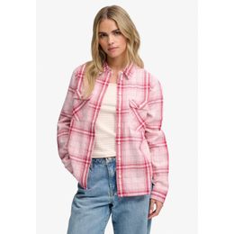 Superdry Damen Karobluse "LUMBERJACK CHECK FLANNEL SHIRT", rosa, Gr. S, kariert, Web, Obermaterial: 100% Baumwolle, Blusen, Baumwolle, relaxed fit,