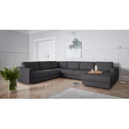 Wohnlandschaft OTTO HOME, B:348cm H:80cm T:270cm, grau, Luxus-Microfaser Lederoptik (100% Polyester;Struktur grob (100% Polyester);Samtoptik (100%
