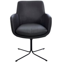 K+w Komfort & Wohnen Esszimmerstuhl, B:59cm H:84cm T:65cm, grau, K+W KOMFORT & WOHNEN, St&uuml;hle, "Pego Drehstuhl", filigranem 4-Fu&szlig;-Gestell in schwarz