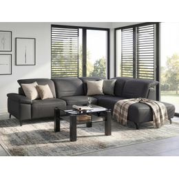 Ecksofa Musterring, B:288cm H:83cm T:241cm, grau, 100% Leder, Wohnzimmer, Sofas, "MR370", Edles Leder in 3 Farben, Sitzkomfort nach Wahl, Ma&szlig;e 288 x