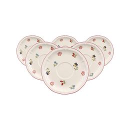 Villeroy & Boch VILLEROY & BOCH Untertasse "Fr&uuml;hst&uuml;cksuntertassen Petite Fleur &oslash; 17 cm 6er Set wei&szlig;", 17cm, wei&szlig;, Speiseteller, Sp&uuml;lmaschinengeeignet,