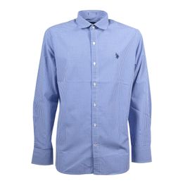 U.S. Polo Assn. Button Up Shirt male size L Royal blue / White