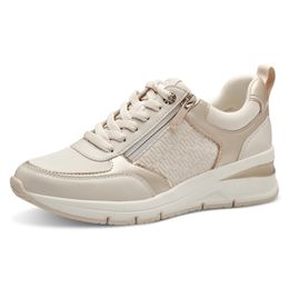 Tamaris Damen Keilsneaker, Gr. 35, beige, Lederimitat, Schuhe, Freizeitschuh, Halbschuh, Schn&uuml;rschuh mit Au&szlig;enrei&szlig;verschluss