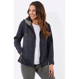 Casual Looks Damen Fleecejacke, blau, Gr. 40, gemustert, mehrfarbig, meliert, 100% Polyester, Jacken