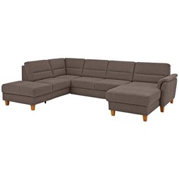 Wohnlandschaft Home Affaire, B:308cm H:89cm T:212cm, braun, 100% Polyester;Struktur (100% Polyester);Luxus-Microfaser in Lederoptik (100% Polyester),