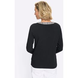 Classic Basics Damen Langarmshirt "Langarm-Shirt"schwarz, Gr. 46, Glencheckmuster, gemustert, kariert, mehrfarbig, 100% Baumwolle, Shirts