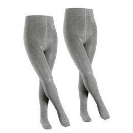 Falke Kinder Feinstrumpfhose "Family 2-Pack", Gr. 152, grau, Obermaterial: 94% Baumwolle CO. 4% Polyamid PA. 2% Elasthan EL., Strumpfhosen
