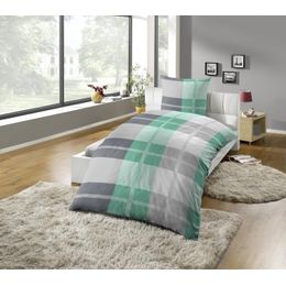 Bettw&auml;sche Kinzler, gr&uuml;n, Polycotton, Obermaterial: 65% Baumwolle, 35% Polyester, Bettw&auml;sche, "Bettw&auml;sche Polycotton Flanell Bettw&auml;sche", besonders