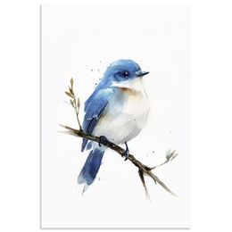 Wandbild Artland, B:60cm H:90cm, blau, Alu Dibond, Wohnzimmer, Bilder, "Aquarell Bergh&uuml;ttens&auml;nger", als Alubild, Leinwandbild, Poster, Wandaufkleber