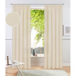 Vorhang OTTO HOME, B:140cm H:145cm, beige, Polyester, Recyceltes Material, Wohnzimmer, Gardinen, "Parry", 2-er Set, blickdicht, monochrom, basic,