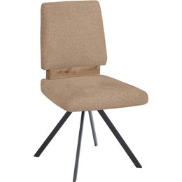 Esszimmerstuhl, B:48cm H:92cm T:59,5cm, beige, MASSIVLINE & MORE, Holzwerkstoff, Metall, Stoff, St&uuml;hle, "Br&uuml;gge 300"