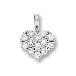 ONE ELEMENT Damen Herzkette "Halskette - Herzkette mit 0.18 ct und Diamant Brillant Herz", 0,18, Diamanten Gold Wei&szlig;gold 585, silber, Diamanten,