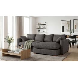 Ecksofa OTTO HOME, B:266cm H:80cm T:153cm, grau, 100% Polyester, Wohnzimmer, Sofas, "Coray", Breite 266 cm, extra weich und kuschelig, mit Federn und