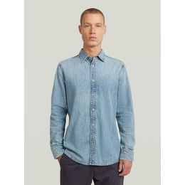 G-Star Raw G-STAR Herren Langarmshirt "Clean Slim Hemd"sun faded pacific blau, Gr. S, Obermaterial: 100% Baumwolle, Shirts