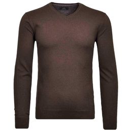 Ragman Herren V-Ausschnitt-Pullover, braun, Gr. M, Strick, 95% Baumwolle, 5% Kaschmir, Pullover