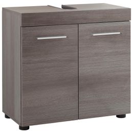 Waschbeckenunterschrank Welltime, B:58cm H:30cm T:57cm, grau, Badezimmer, Schr&auml;nke, "Royan", Waschbeckenunterschrank mit 2 T&uuml;ren - (B/T/H) 58/31/57 cm