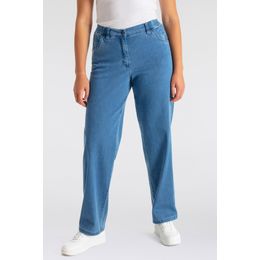 KjBRAND Damen Stretch-Hose "Babsie", blau, Gr. 42, Denim/Jeans, Obermaterial: 71% Baumwolle, 25% Polyester, 4% Elasthan, Hosen