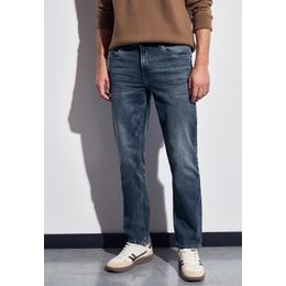 Street One MEN Herren Regular-fit-Jeans, blau, Gr. 33, unifarben, Jeans, 98% Baumwolle, 2% Elasthan, Jeans, aus Baumwolle mit Stretchanteil