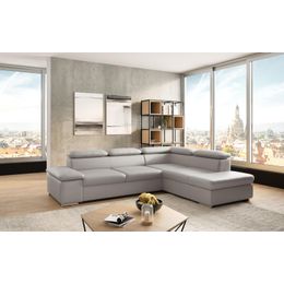 Sit & More Ecksofa SIT & MORE, B:272cm H:73cm T:226cm, grau, NaturLEDER;Spannstoff, Wohnzimmer, Sofas, "Valantine L-Form, B: 272 cm", mit Arm- &