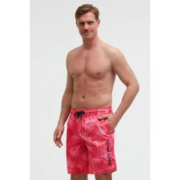CAMP DAVID Herren Badeshorts, rosa, Gr. XL, bedruckt, Elasthan, Polyamid, Polyester, Badehosen, mit Einschubtaschen & einer Ges&auml;&szlig;tasche