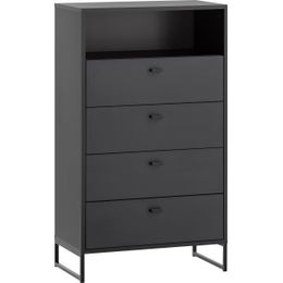 Midischrank Schildmeyer, B:60,2cm H:103,9cm T:33cm, schwarz, FSC-zertifizierter Holzwerkstoff, Schr&auml;nke, "Janne, Midischrank, Made in Germany, B: 60