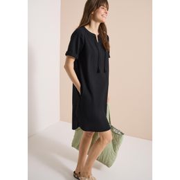 Cecil Damen Midikleid, schwarz, Gr. XS, unifarben, Web, 75% Baumwolle, 25% Modal, Kleider, knielang