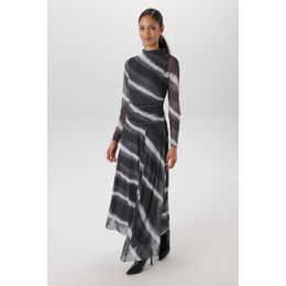 Damen Maxikleid, schwarz-wei&szlig;, Gr. 42, Aniston SELECTED, bedruckt, gemustert, gestreift, leicht durchscheinend, leicht transparent, Mesh, Jersey,