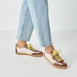 Tamaris Damen Sneaker, Gr. 36, braun, Leder, Lederimitat, Textil, kontrastfarbene Details, Schuhe, Freizeitschuh, Halbschuh, Schn&uuml;rschuh im modischen