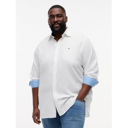 Tommy Hilfiger Big & Tall Herren Langarmhemd "BT- LINEN", wei&szlig;, Gr. 4XL, TOMMY HILFIGER BIG & TALL, Web, Obermaterial: 52% Baumwolle, 48% Leinen, Hemden, Gro&szlig;e Gr&ouml;&szlig;en Regular