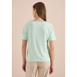 Cecil Damen Print-Shirt, gr&uuml;n, Gr. L, gestreift, Web, 100% Baumwolle, Shirts, mit Rundhalsausschnitt